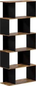 HOMCOM 5-podlažní knihovna, moderní dřevěná knihovna s 10 otevřenými přihrádkami pro domov a kancelář, 70x29,5x163cm, rustikální hnědá | Aosom