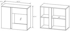 ARCO | závěsná vitrína 96 | 96,5 cm | PUSH OPEN | bílá mat/lesk/dub grandson