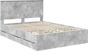 Rám postele s čelo Betonově šedá 135 x 190 cm Inženýrské dřevo 3411127