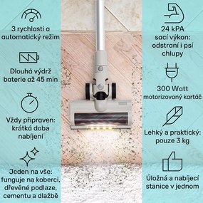 Klarstein LARMA bezsáčkový bezdrátový vysavač, baterie, 45 min výdrž, max. LED