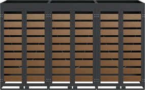 vidaXL Úložný box na 3 popelnice Antracit 340 x 77,5 x 115,5 cm Ocel [3394774]