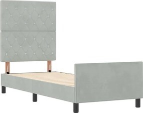 Postel s boxspringem s čelo Světle šedá 80 x 200 cm samet 3344837