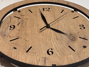 Li-Go Dřevěné hodiny nástěnné "Kruh"  dub velikost svítidla/hodin: 31 cm