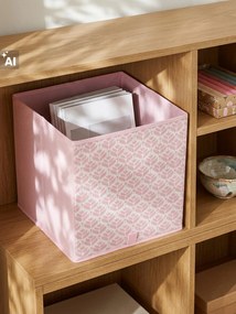 Sinsay - Skládací úložný box s rostlinným vzorem - pastelová růžová