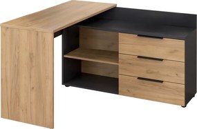 Rohový PC stůl, grafit/dub artisan, KLAUDIUS TYP 9