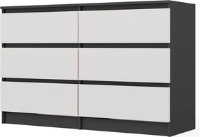 FALCO Komoda Malvína M6 120 antracit/bílá