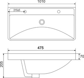 Mereo Mereo, Nábytkové dvojumyvadlo, 101x47,5x20,5 cm, keramické, bílé, UC10148D