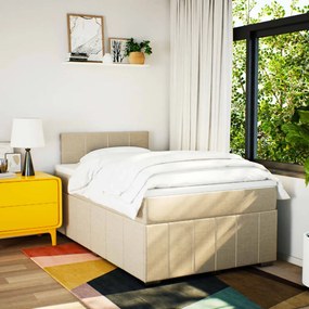 Box spring postel s matrací krémová 120x190 cm textil 3287012