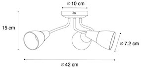 Klasické stropní bodové světlo zlaté s mléčným sklem kulaté 3-světlo - Madi
