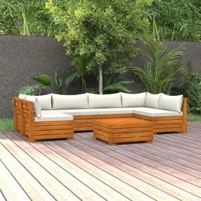 vidaXL 7dílná zahradní sedací souprava s poduškami masivní akácie [3087299] Barva: krémová
