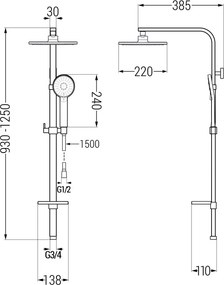 Mexen Q40 sprchový sloup, zlatý - 798404095-50