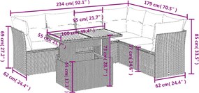 7dílná zahradní sedací souprava s poduškami černá polyratan 3270846