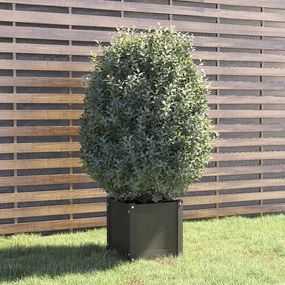 Zahradní truhlík šedý 40 x 40 x 40 cm masivní borovice - Default Title