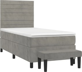 Box spring postel s matrací světle šedá 100x200 cm samet 3137887