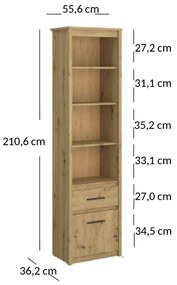 Regál otevřený 1d1s dub artisan Ayson Mebel Bos