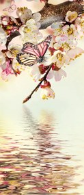 Samolepící fototapeta na dveře 95x210cm - květy s motýly