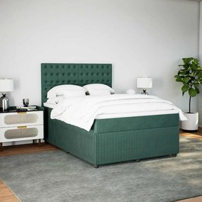 Box spring postel s matrací tmavě zelená 140x200 cm samet 3292373