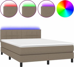 Box spring postel s matrací a LED taupe 140x200 cm textil 3133161