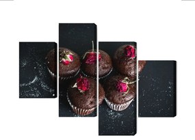 Vícedílný obraz Čokoládové Muffiny S Růží Nedostatek Nedostatek Přírodní plátno 80x50