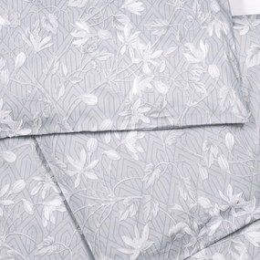 SCANquilt povlečení SATÉN DESIGN deco floral šedobílá 140 x 220/70 x 90 cm