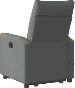 Elektrické zvedací masážní polohovací křeslo tmavě šedé textil 3324106