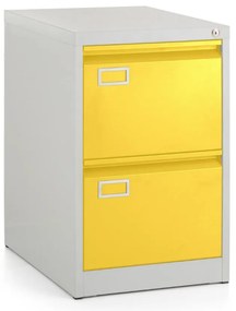 Kovová kartotéka A4 - 2 zásuvky, 45,5 x 62 x 71,5 cm, cylindrický zámek, žlutá - ral 1023