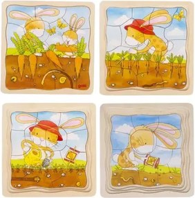 GOKI Vývojové dřevěné puzzle Zeleninový záhon / od 3 let