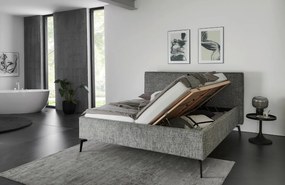 Šedá čalouněná dvoulůžková postel Meise Möbel Riva 180 x 200 cm s úložným prostorem