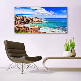 akrylový obraz Pláž Skály Moře Krajina 120x60 cm