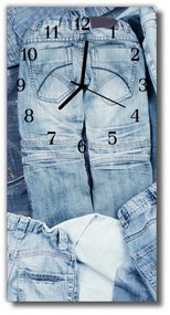 Skleněné hodiny vertikální Modré kalhoty