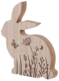 Dřevěný zajíc s motivem květin, 16 x 2 x 19 cm