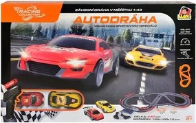 MaDe 11475 - Autodráha, 2 auta, 2 ovladače, s EU adaptérem, délka trat