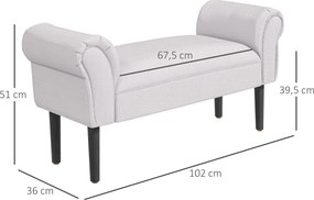 HOMCOM Lavice do ložnice lavice k posteli, čalouněná lavice v šedé barvě, MDF a pěna, 102x31x51cm| Aosom