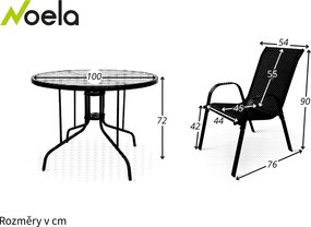 Noela Zahradní jídelní set Capri 100cm + 4x kovová židle Ramada