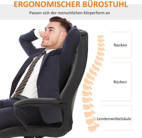 Vinsetto kancelářská židle s masážní funkcí, ergonomická exekutivní židle s vibrační masáží, sklopná funkce, výškově nastavitelná kancelářská otočná …
