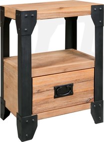 vidaXL Noční stolek, masivní akáciové dřevo a ocel, 40 x 30 x 54 cm [244993]
