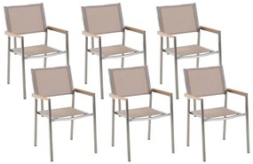 Sada šesti béžových zahradních židlí z nerezové oceli GROSSETO Beliani