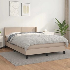 Box Spring Postel S Matrací Umělá Kůže Cappuccino Hladké s hřebíky 140 x