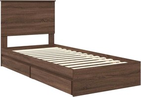 Postel s úložným prostorem se zásuvkou Hnědý dub 75 x 190 cm 3409607