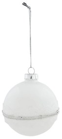 Skleněná vánoční koule s krajkou a perličkami - Ø 8 cm