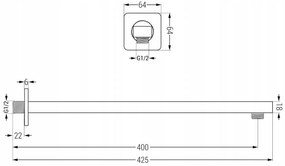 Mexen CUBE, podomítkové rameno 40cm + sprchová hlavice 30x30cm, grafitová, 79112-66+79130-66