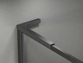 Mexen, Mexen Kioto-F L sprchová stěna s rámem 65 x 202 cm, průhledná 8 mm, pistolově šedá kartáčovaná - 800-065-174-66-00