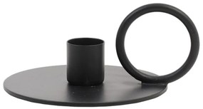 Černý antik kovový svícen na úzkou svíčku Oekaza - Ø 12*5cm