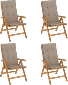 Skládací polohovací křesla s polštáři 4 ks, masivní teak 3196471