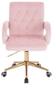 LuxuryForm Židle BOSTON VELUR na zlaté podstavě s kolečky - světle růžová