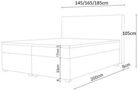 Manželská postel Boxspring 160 cm Simon Comfort (béžová) (s matrací, bez úložného prostoru). 1056324