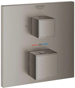 Grohe Grohtherm Cube - Termostatická baterie pod omítku pro 2 spotřebiče, kartáčovaný Hard Graphite 24154AL0