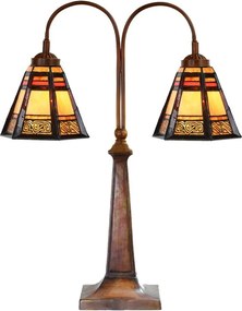 Béžovo-hnědá stolní lampa tiffany Bernadette - 48*19*64 cm E27/ 2*60W