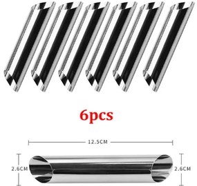 Kuchyňské nerezové kornoutky, trubičky na pečení - 6, 12 nebo 24 ks Barva: 6 ks válcové zkosení