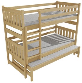 Vomaks Patrová postel s výsuvnou přistýlkou PPV 019 Rozměr: 90 x 180 cm, Barva: bezbarvý lak, Prostor mezi lůžky: 80 cm